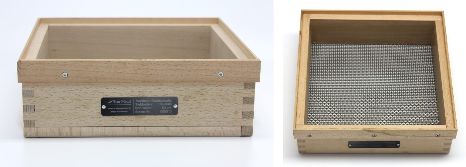 Analysensiebe & Handsiebe mit Holzrahmen | Analysensiebe | Blau-Metall